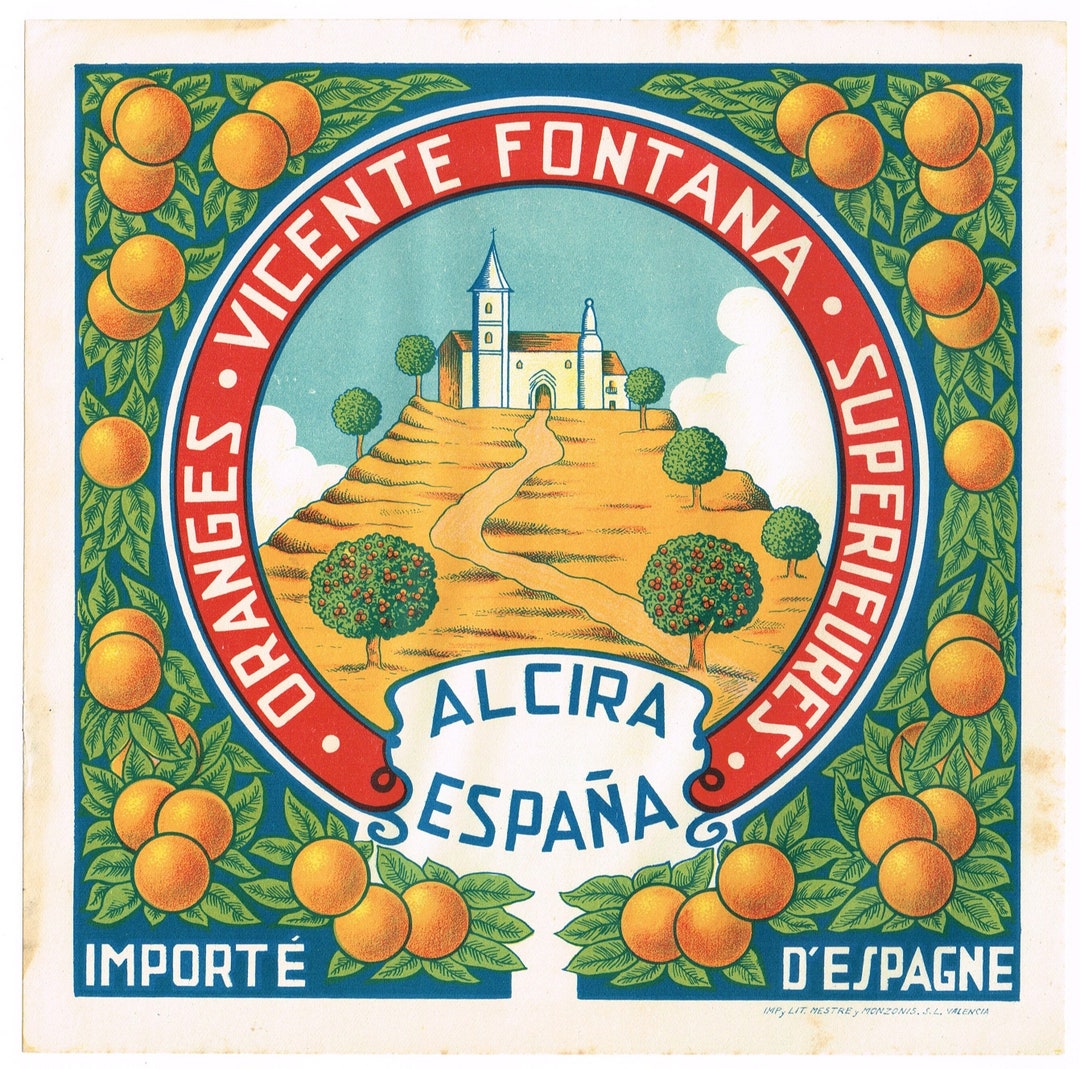 Original Vintage Spanish Citrus Crate Label 1930s Spain Vincente ...