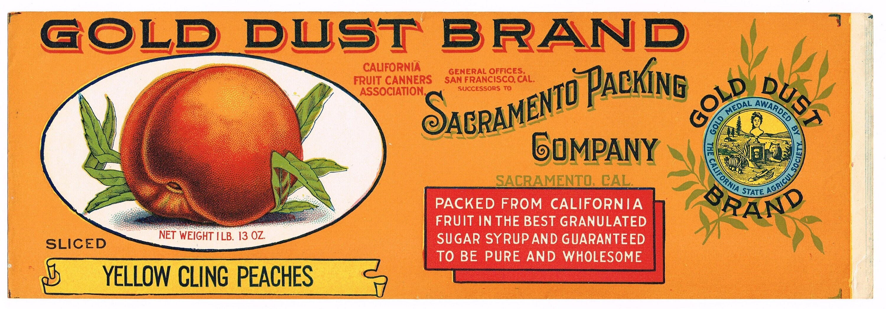 Original Vintage Tin Can Label 1910s Gold Dust Sacramento Typography ...