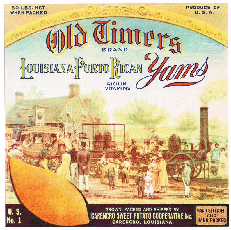 Original Vintage Yam Crate Label 1950s Old Timers Carencro Louisiana ...