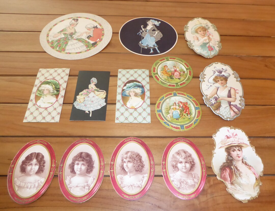 Original Lot 14 Vintage Lithographed Cardboard Die Cut & Paper Labels ...