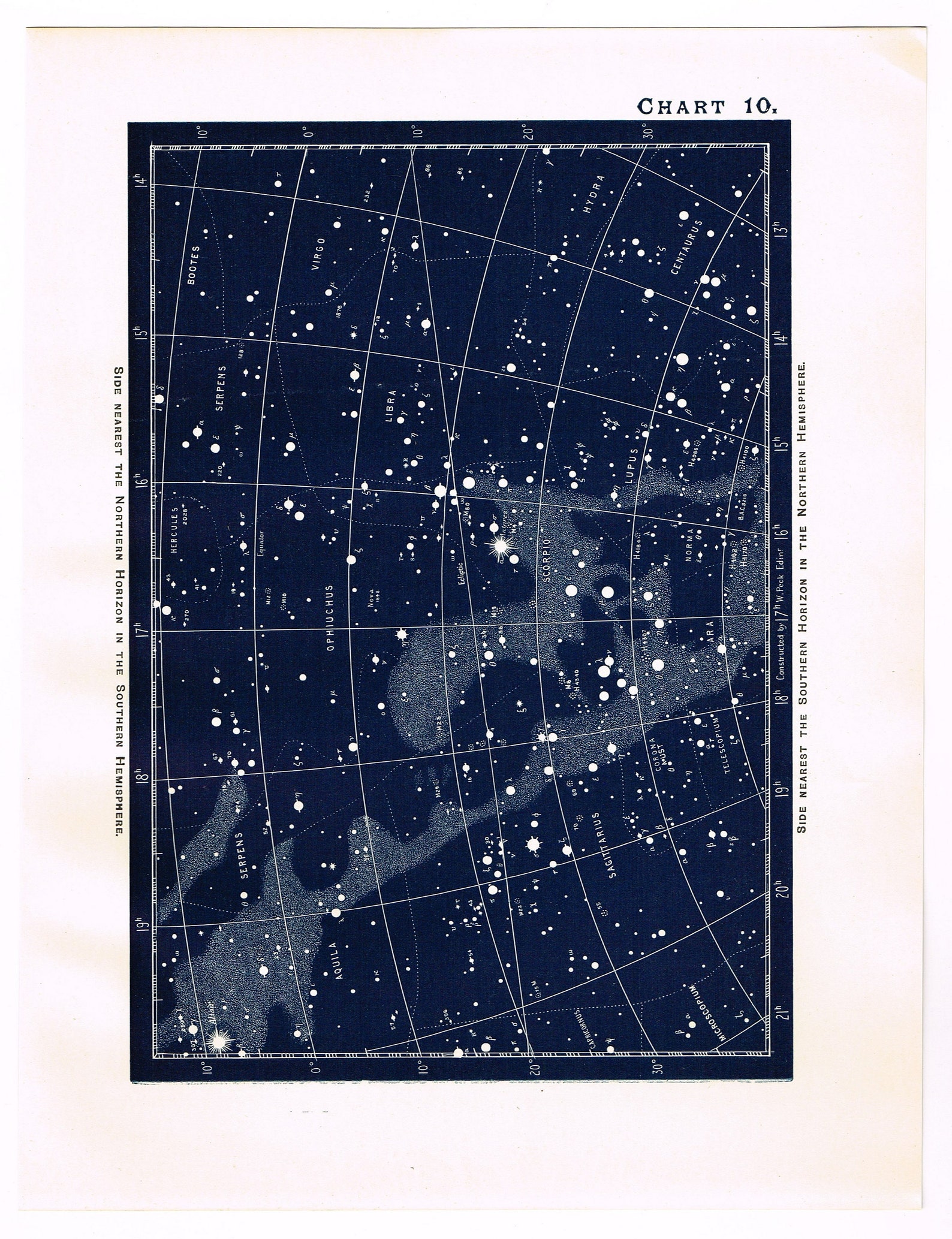 Antique Astronomy 1890 Original Print Star Chart Map Classic - Etsy