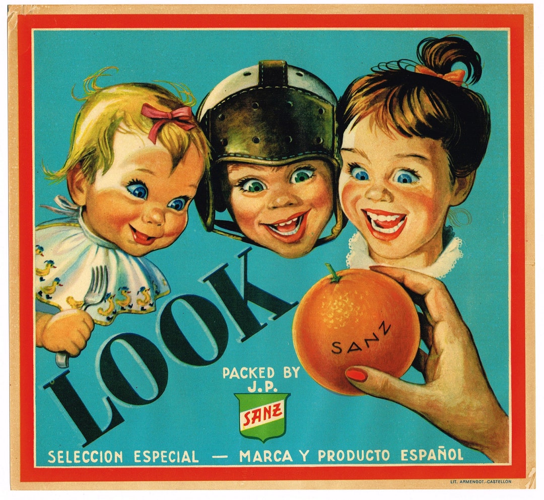 Original Vintage Spanish Citrus Crate Label 1950s Spain Kooky Look ...