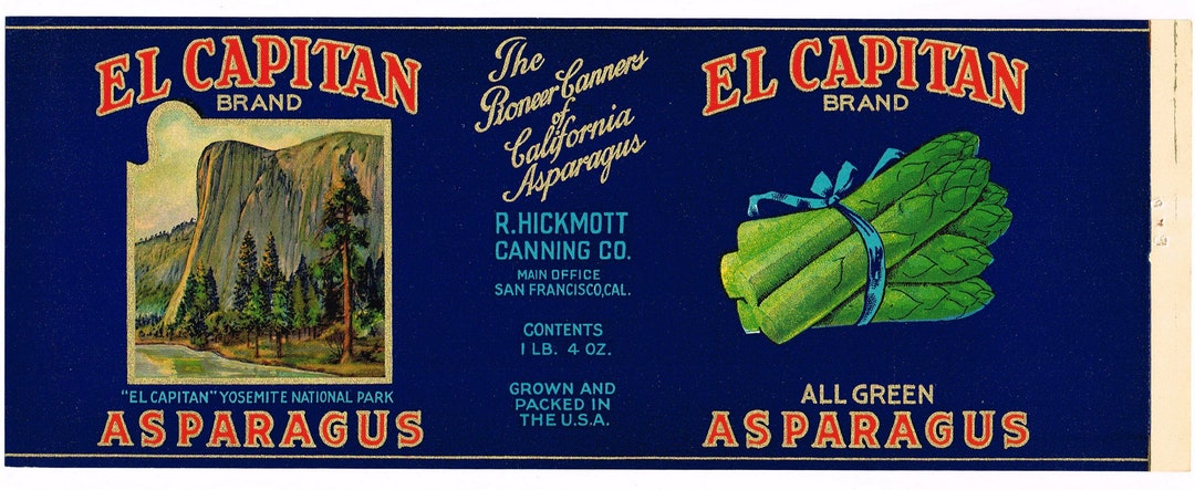 Original Vintage Tin Can Label C1920s El Capitan Yosemite Rare San ...