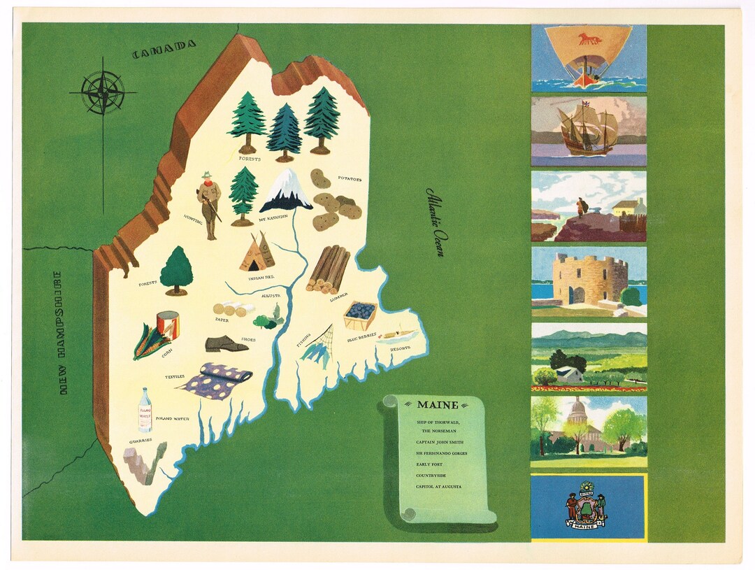 Original Vintage Norman Reeves Minimalism Map Cartoon Pictorial 1938 ...