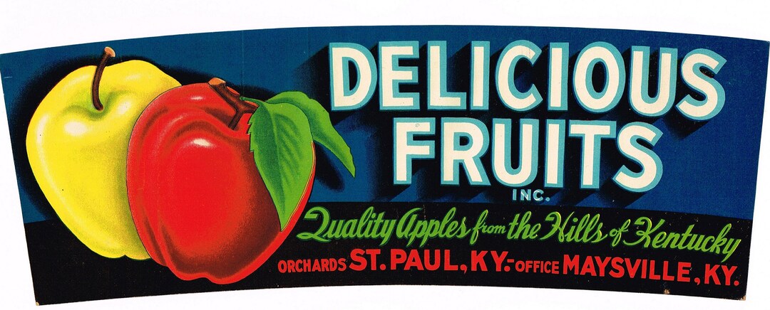 Original Vintage Apple Crate Label 1940s Delicious Fruit St. Paul Hills ...