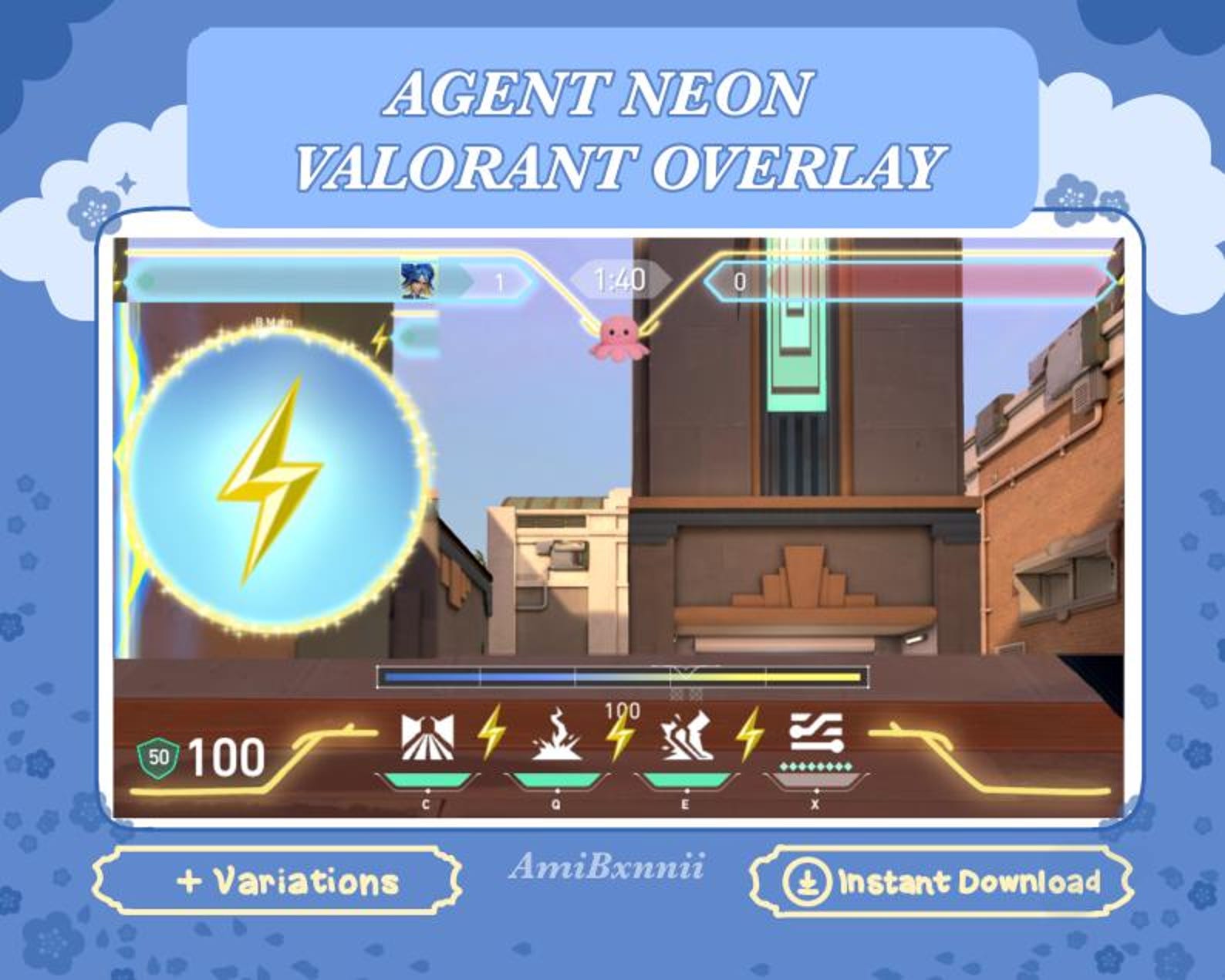 Neon Valorant Stream Overlay: Customizable HUD, Lightning Design ...