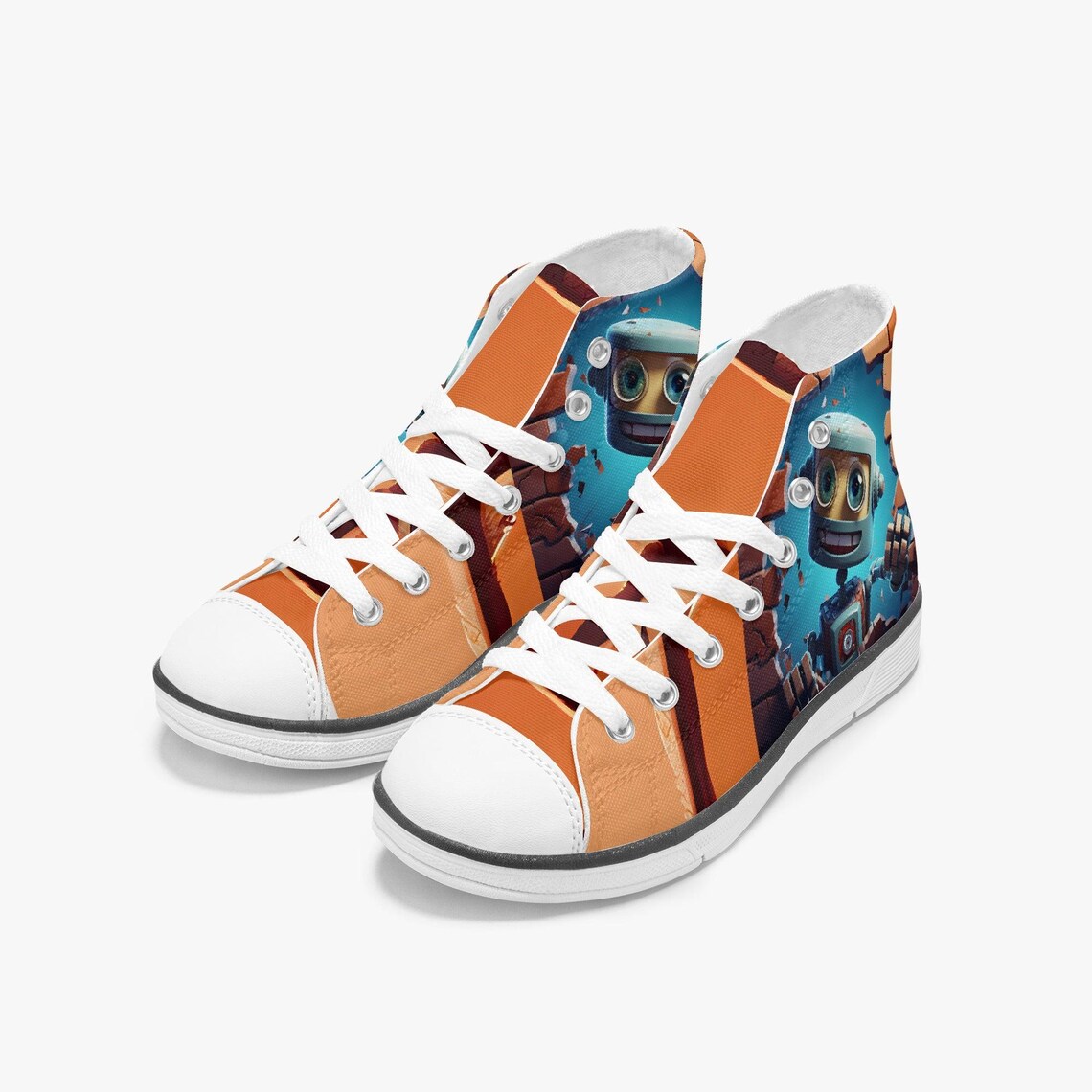 Light Kid's High-top Canvas Shoes Cartoon Robot - Etsy