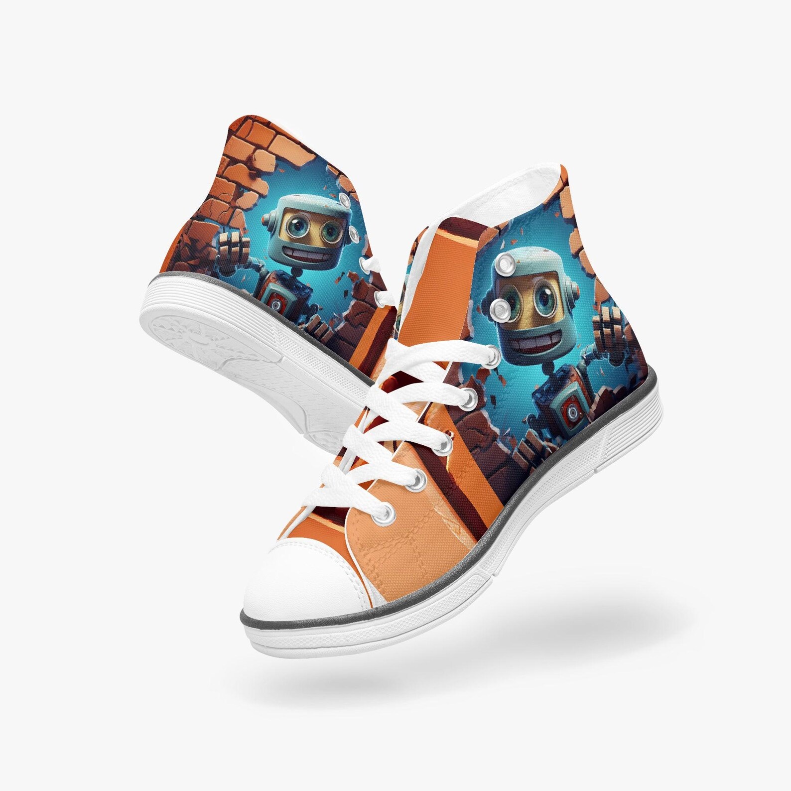 Light Kid's High-top Canvas Shoes Cartoon Robot - Etsy