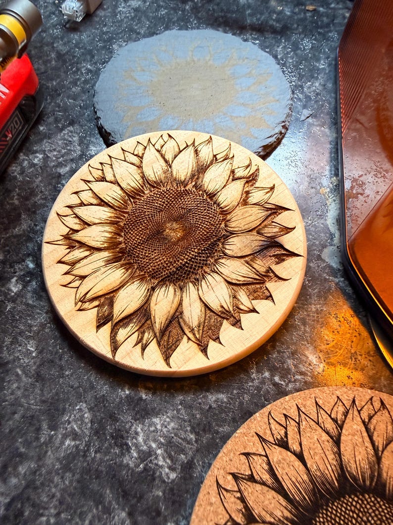 Sunflower (customized ) Wood Coasters - Etsy