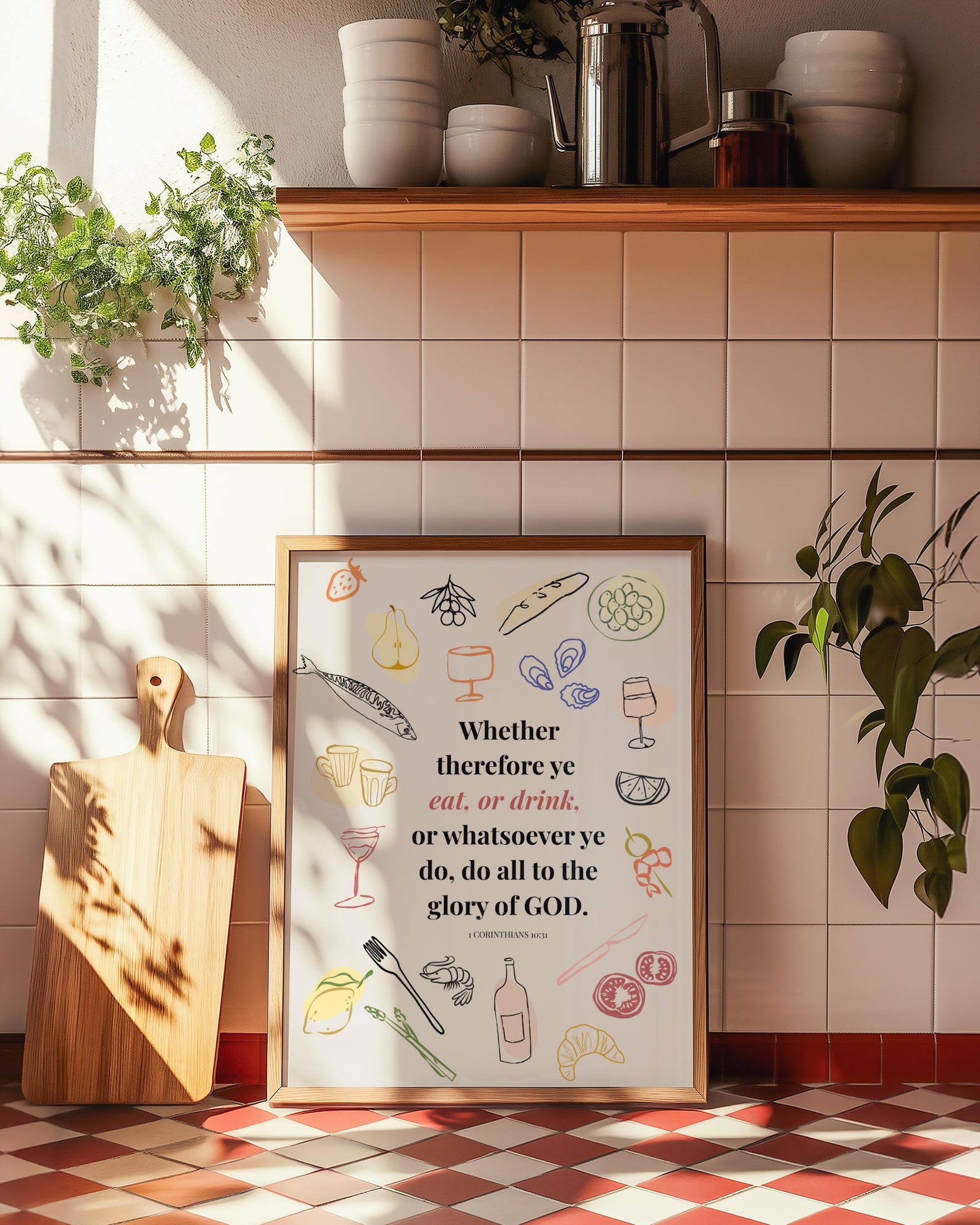 1 Corinthians 10:31, Modern Christian Kitchen Wall Art, Trendy Biblical ...