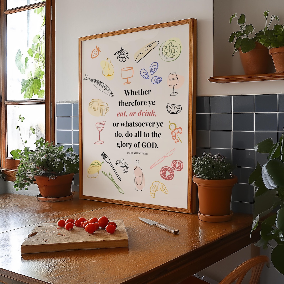 1 Corinthians 10:31, Modern Christian Kitchen Wall Art, Trendy Biblical ...