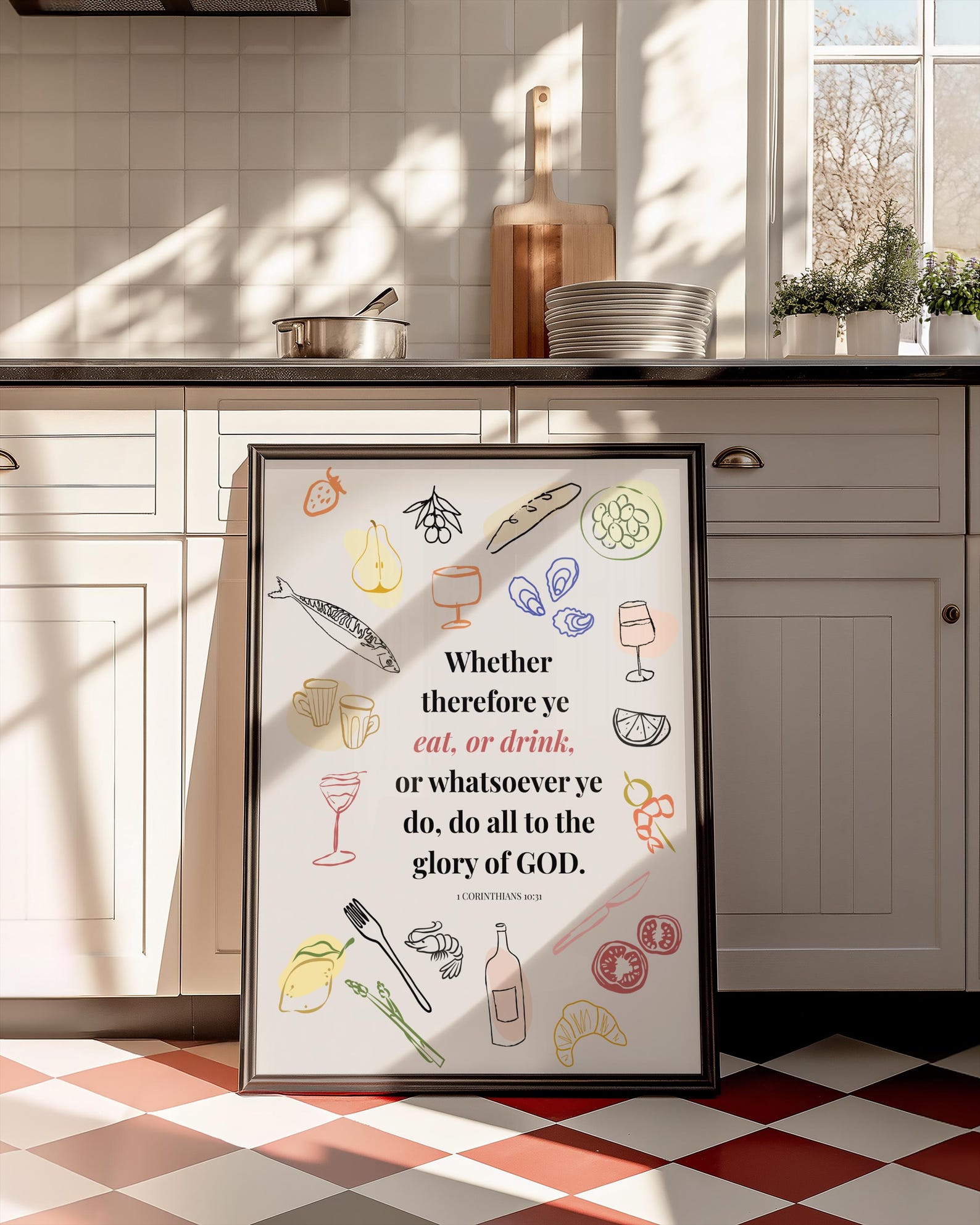 1 Corinthians 10:31, Modern Christian Kitchen Wall Art, Trendy Biblical ...