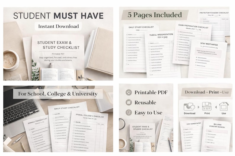 Student Exam Checklist Printable | Study Checklist PDF | Academic ...