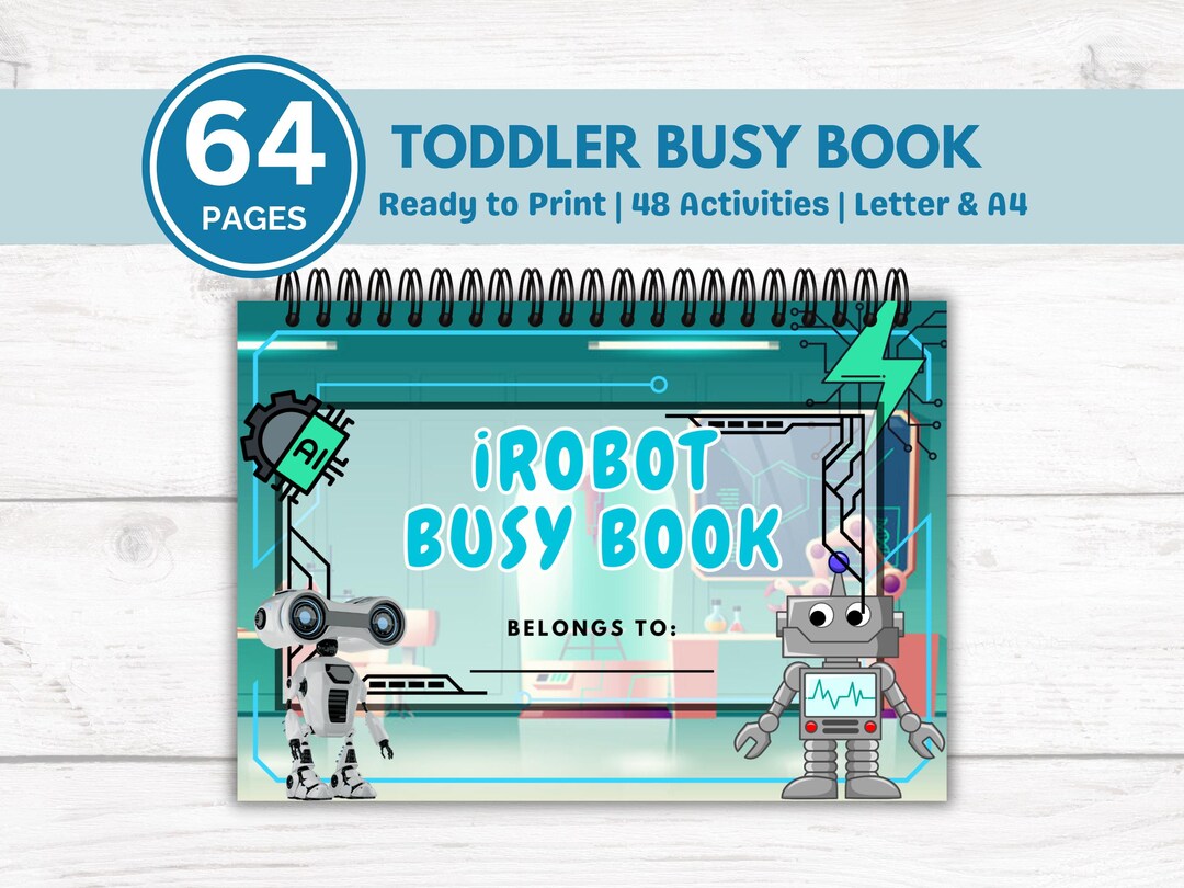 Robot Busy Book – Printable Toddler Learning Activities, STEM Robot ...