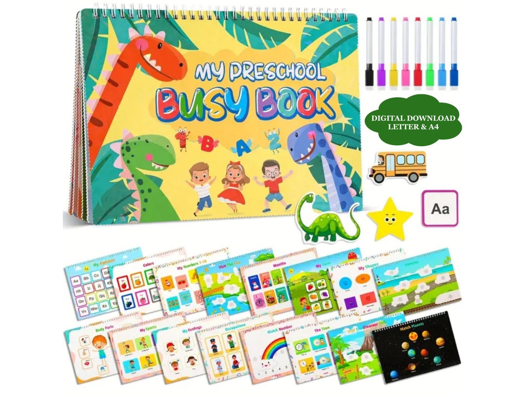 Dinosaur Busy Book for Toddlers – Preschool Learning Activity Binder ...