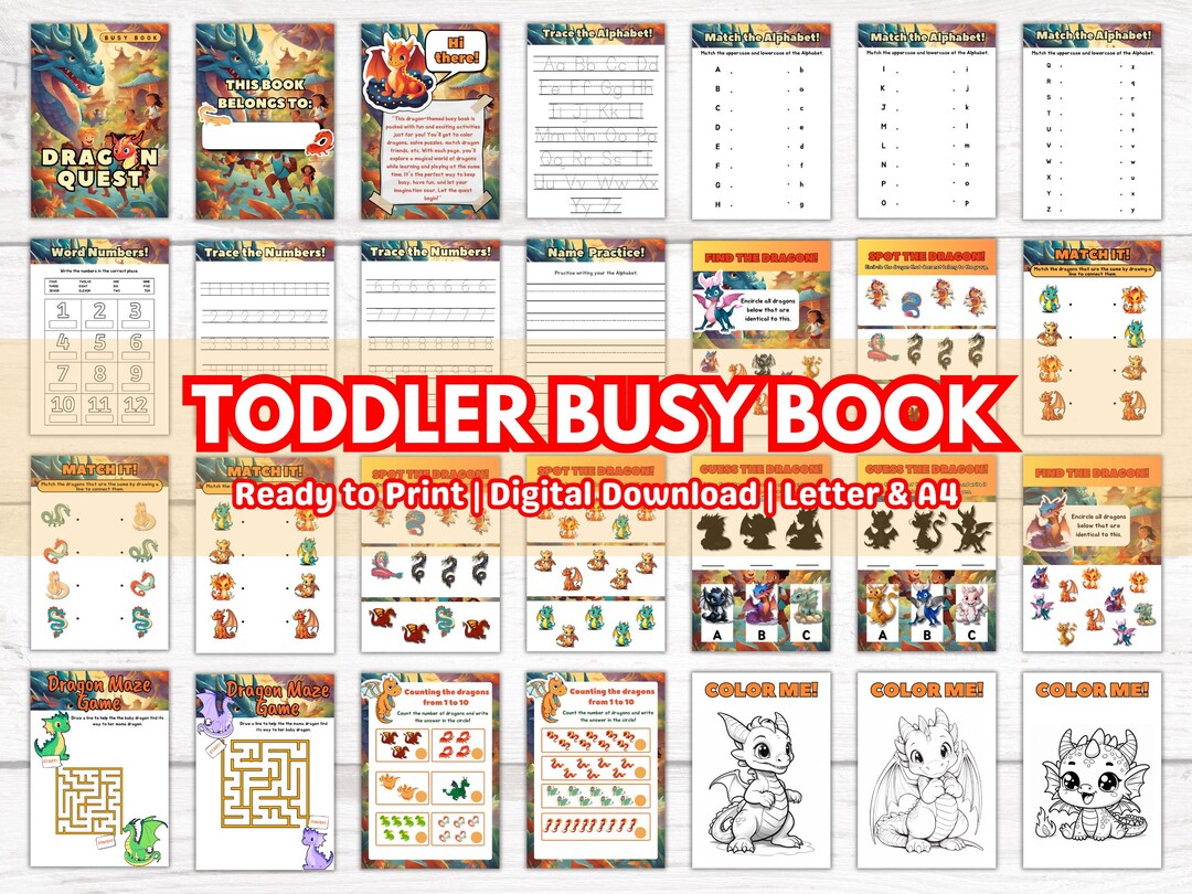 Dragon Busy Book Printable | Preschool Learning Binder | Educational ...