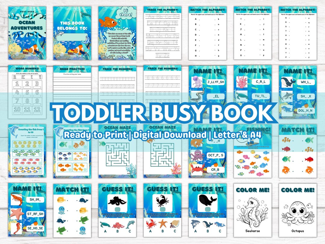Editable Busy Book Template for Toddlers and Kids, Ocean Adventure ...