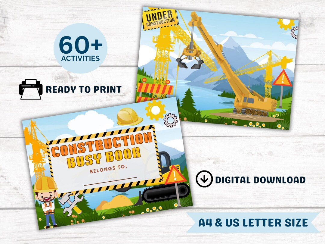 Construction Busy Book - Printable Toddler Activity Book, Educational ...