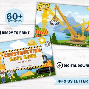 Construction Busy Book - Printable Toddler Activity Book, Educational ...