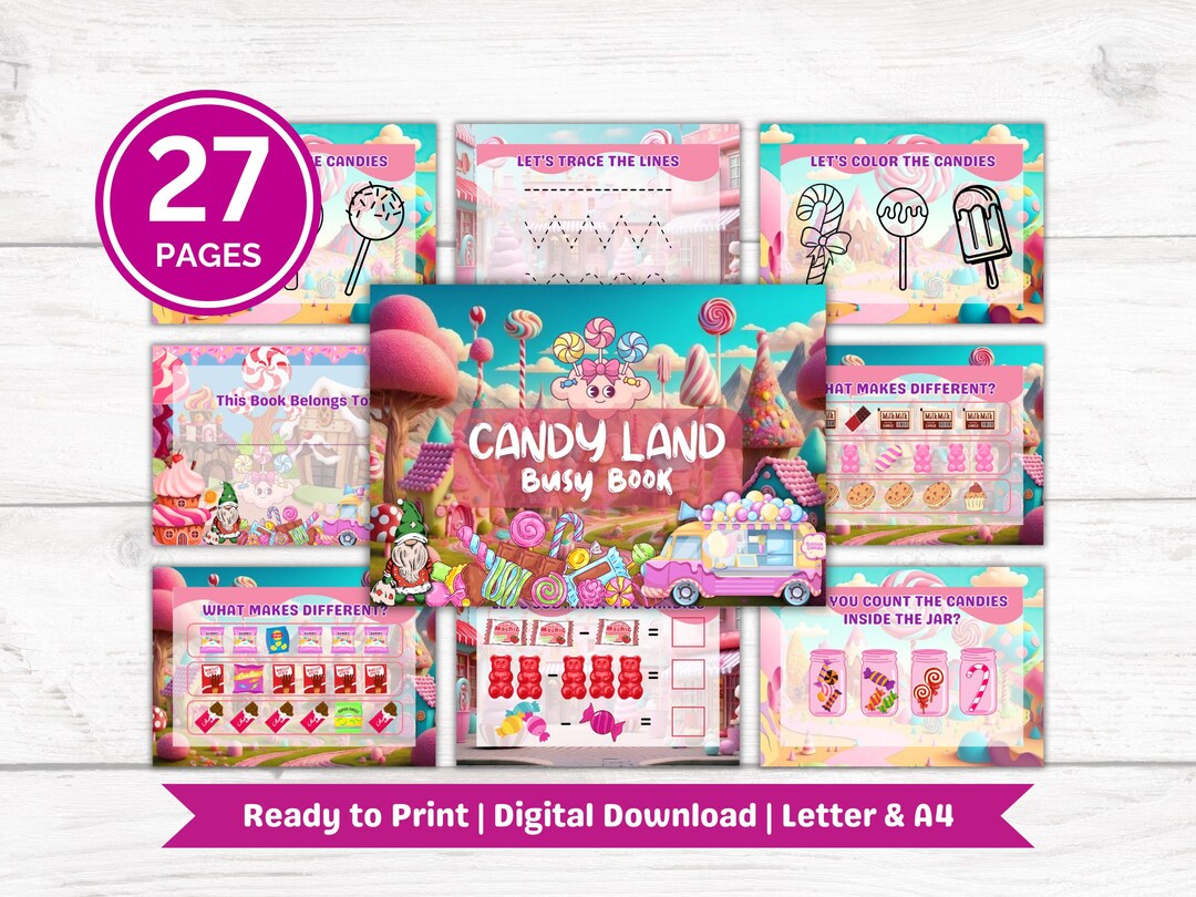 Candy Land Busy Book Printable | Preschool Learning Activities Binder ...