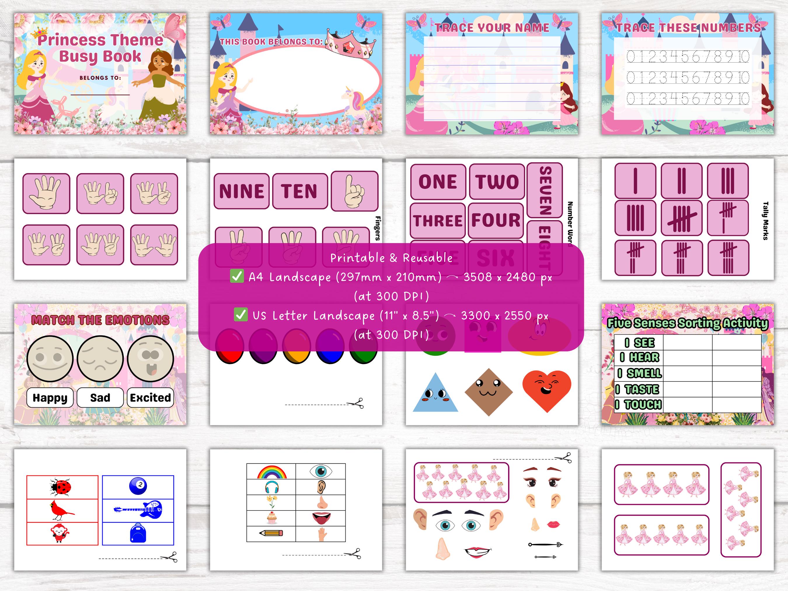 Princess Busy Book for Kids – Printable Preschool Learning Activities ...