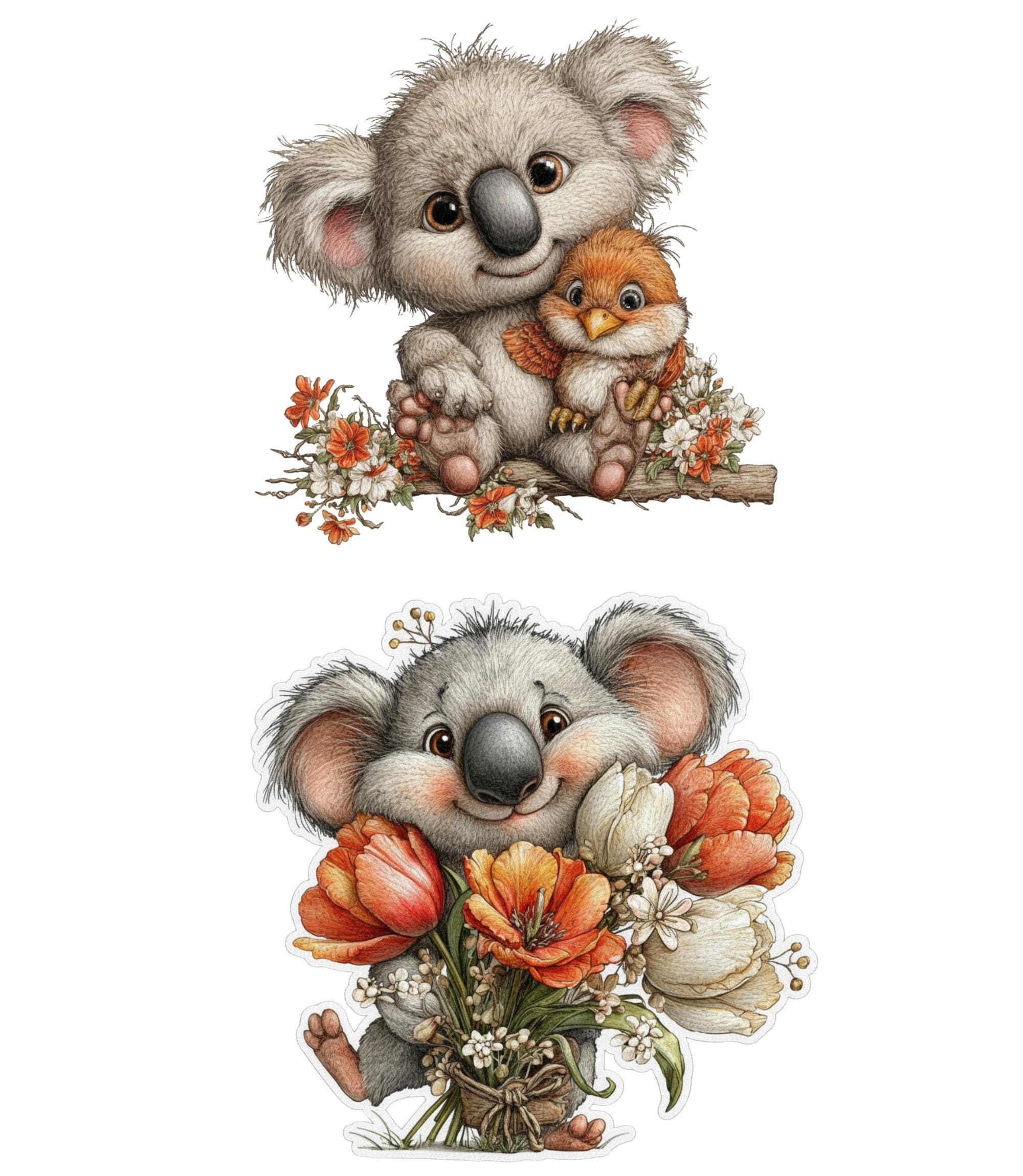 Spring Peeking Koala Clipart Bundle | Cute Easter Animals, 41 PNG SVG ...
