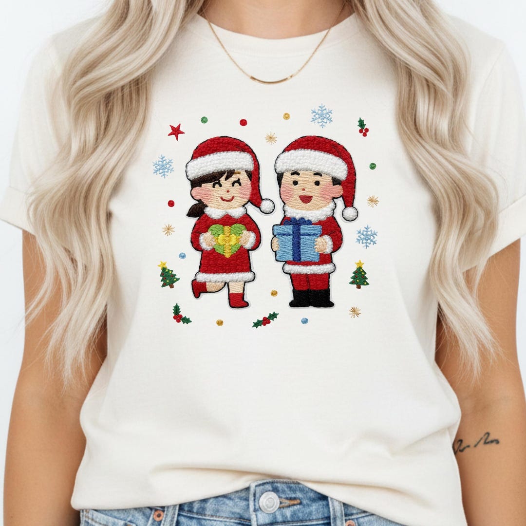 Cute Santa Boy and Girl Clipart, Embroidery Design, Christmas Couple ...