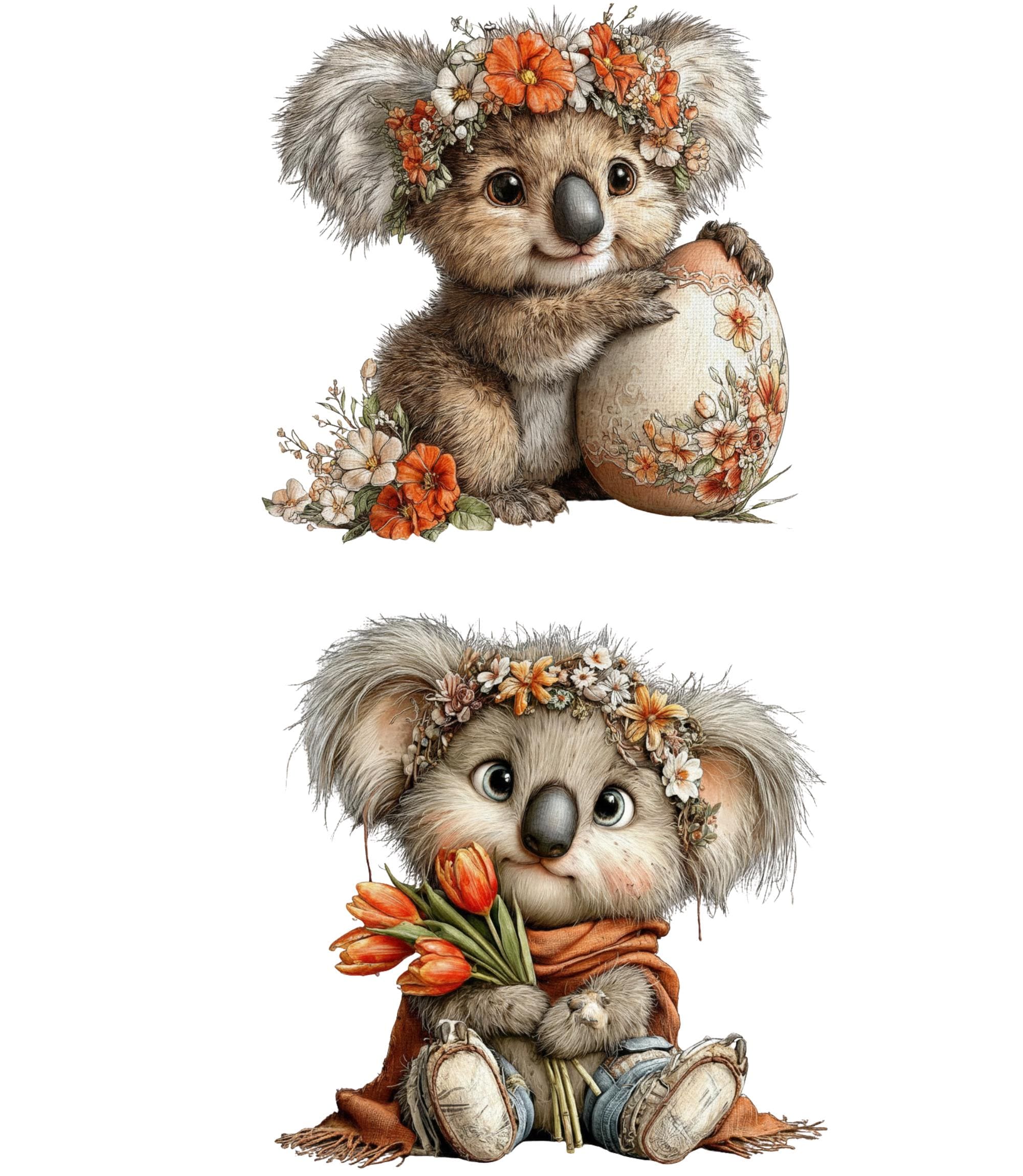 Spring Peeking Koala Clipart Bundle | Cute Easter Animals, 41 PNG SVG ...
