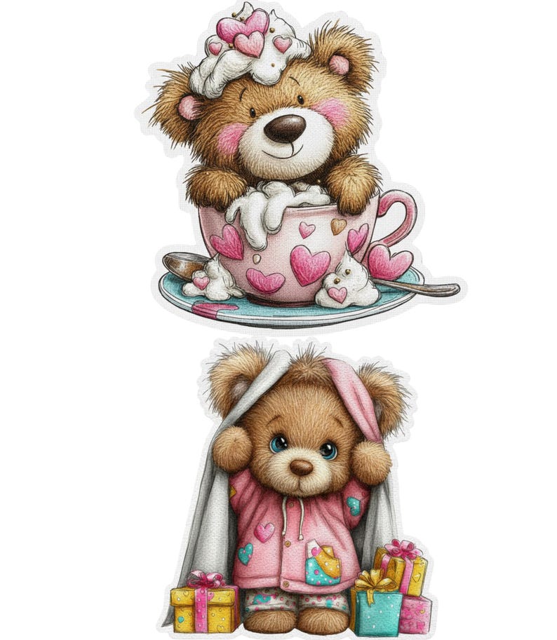 Teddy Bear Valentine Clipart Bundle | Cute Love Bears | PNG, SVG ...