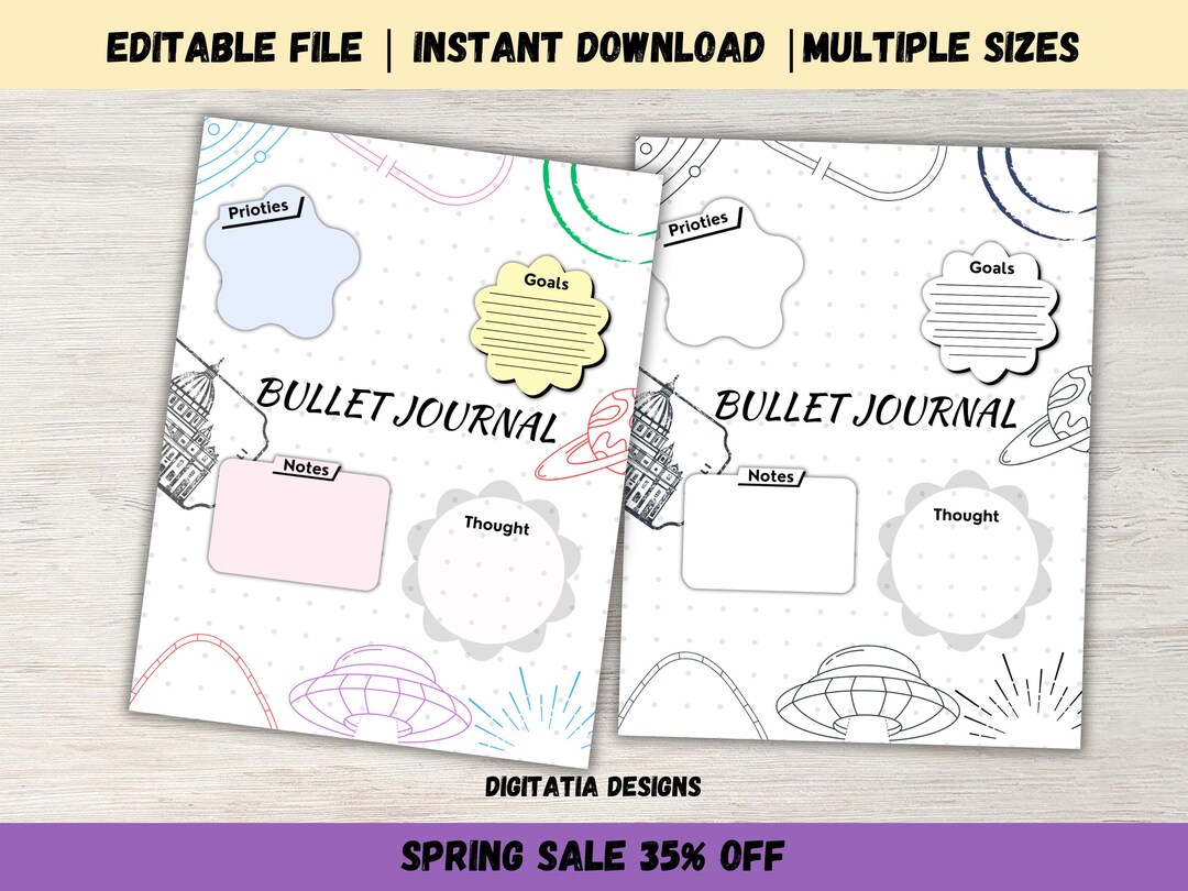 Bullet Journal Cover, PRINTABLE Book Cover, Cover Page, Journal ...