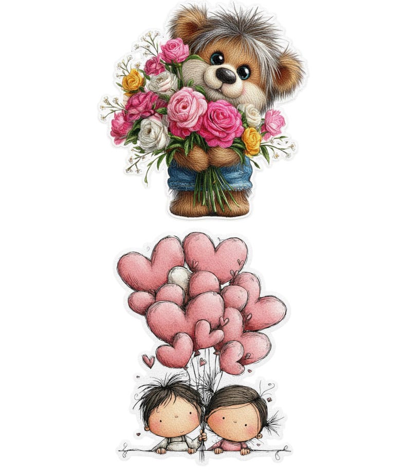 Teddy Bear Valentine Clipart Bundle | Cute Love Bears | PNG, SVG ...