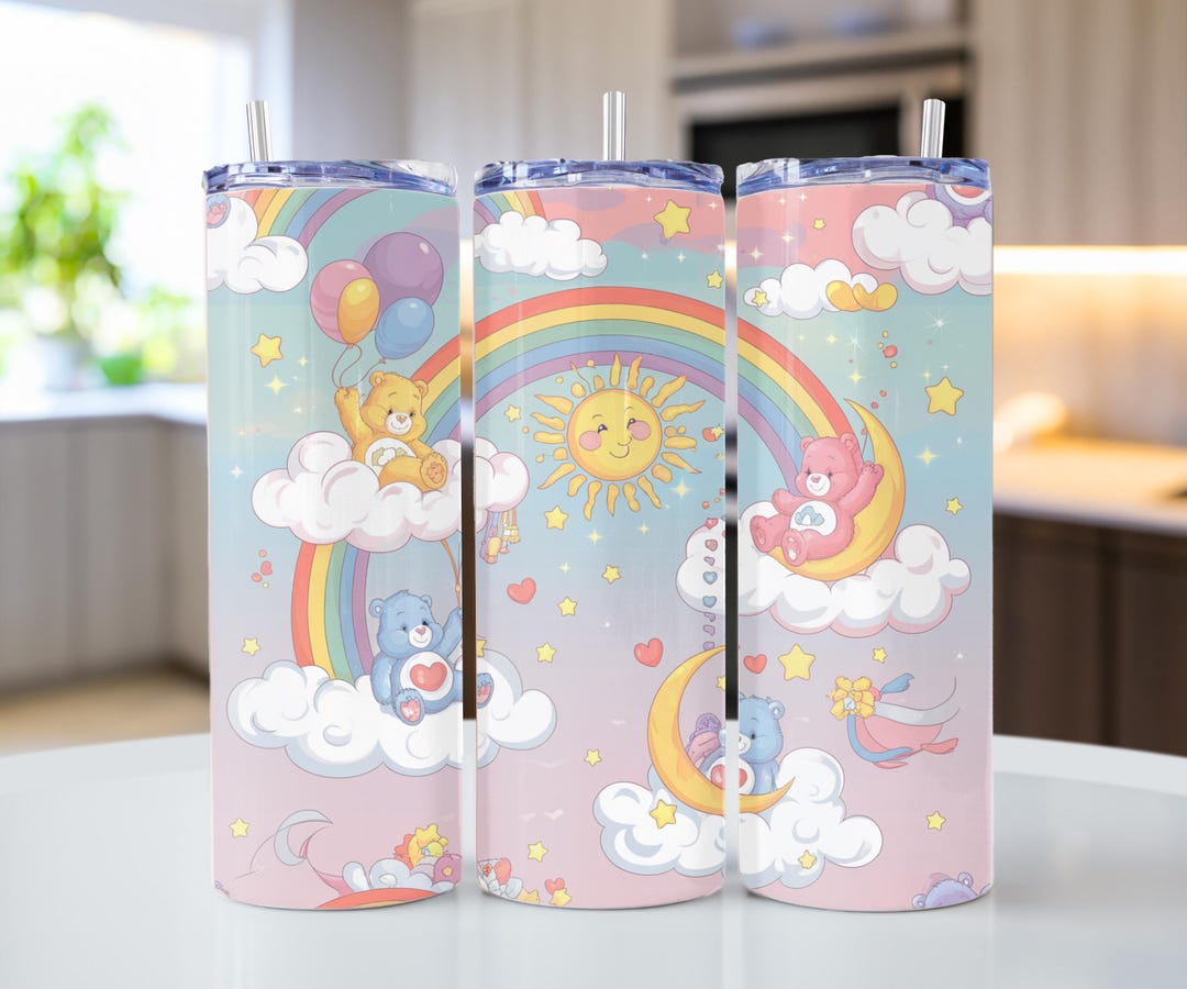 Whimsical Dreamland Carebears Seamless Pattern – Pastel Rainbows ...