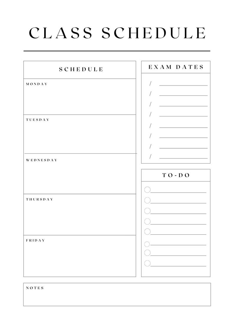 Class Schedule Planner - Etsy