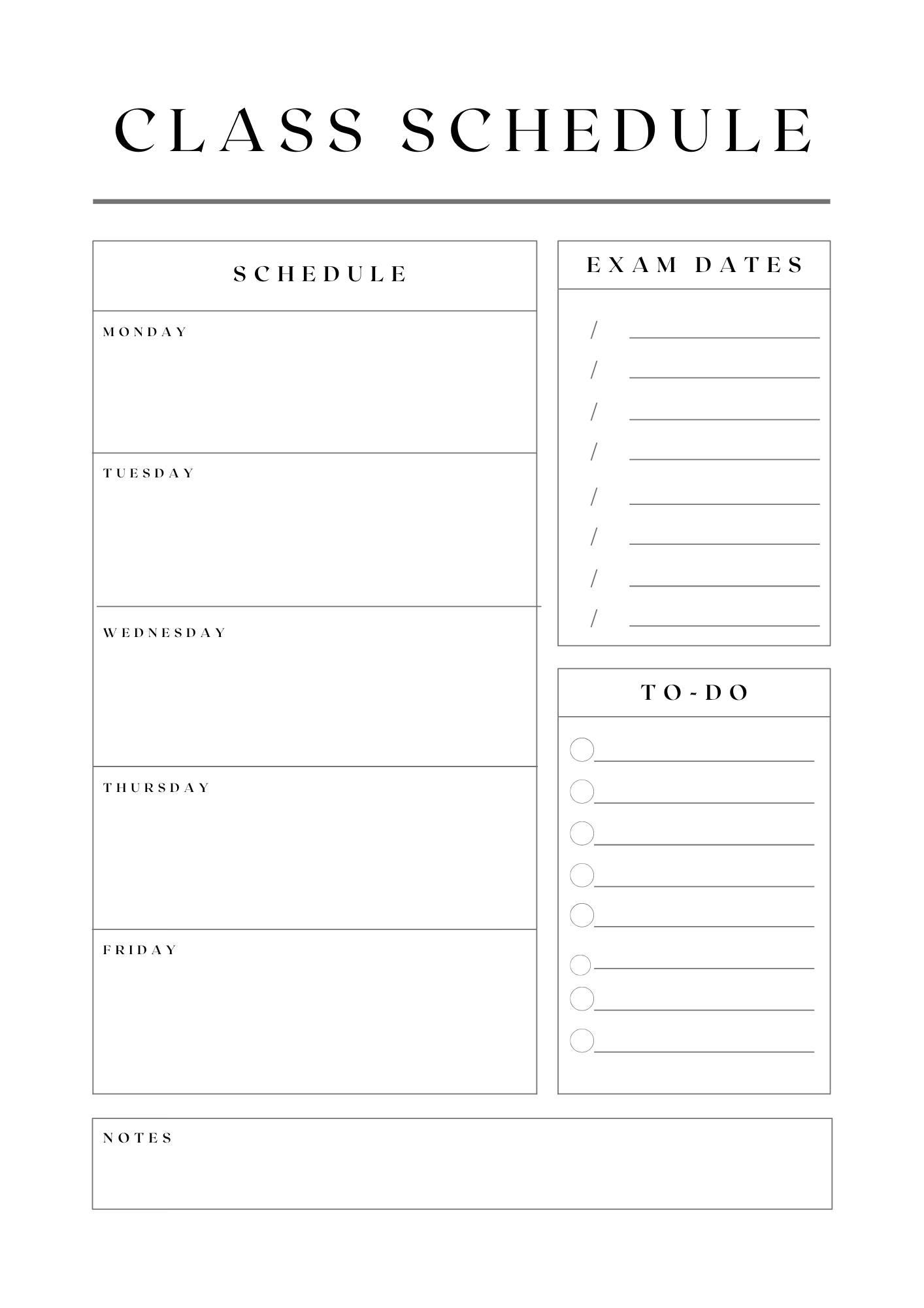 Class Schedule Planner - Etsy