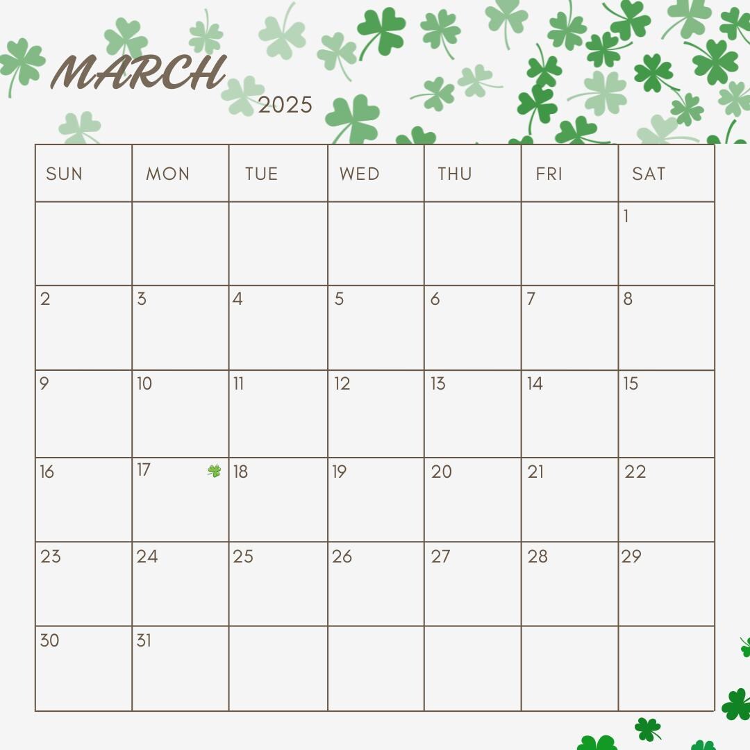March Template - Etsy