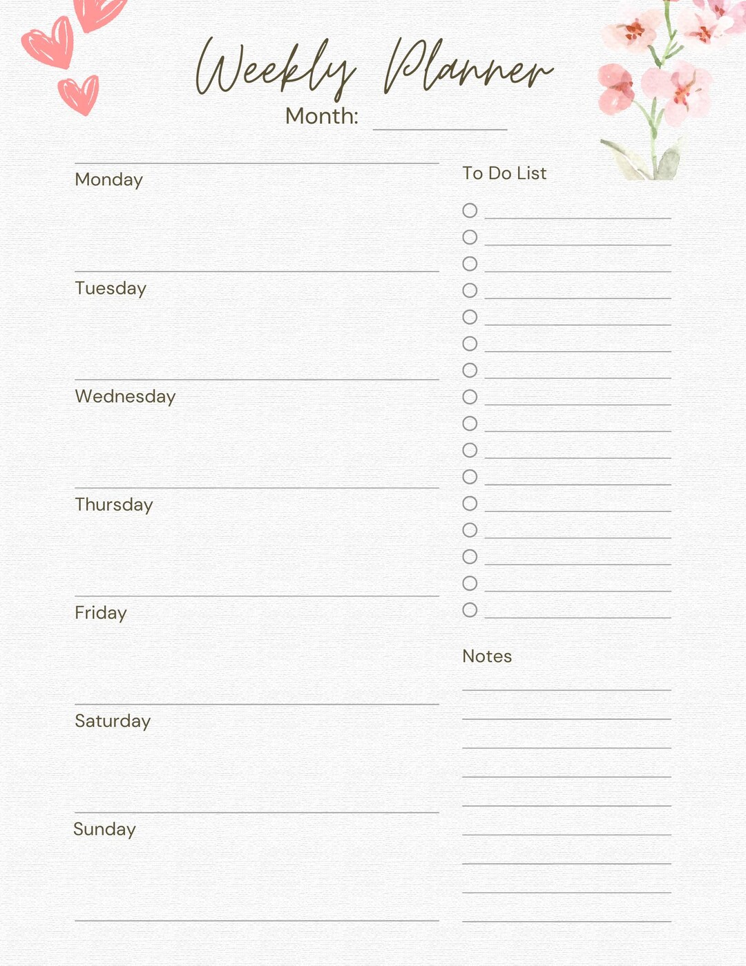 Weekly Planner Template - Etsy