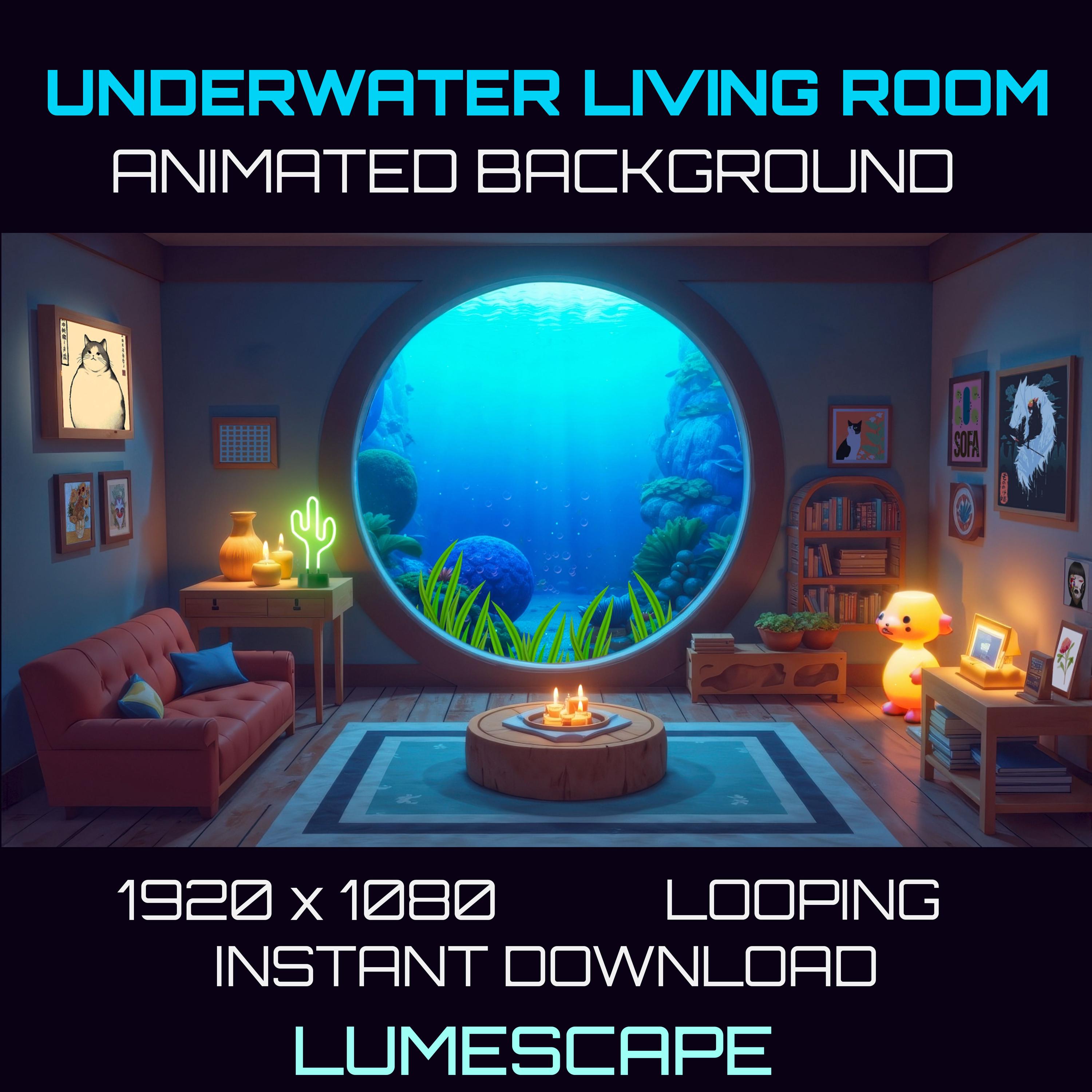 Underwater Living Room Animated Background | Looped Cozy Lofi Ambience ...