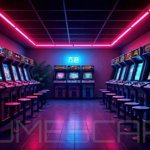 Cozy Retro Arcade Animated Background | Screen & Light Effects | 1080 ...