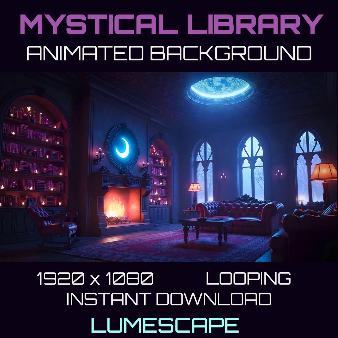 Mystical Library Animated Background | Atmospheric Lofi Gothic Ambience ...