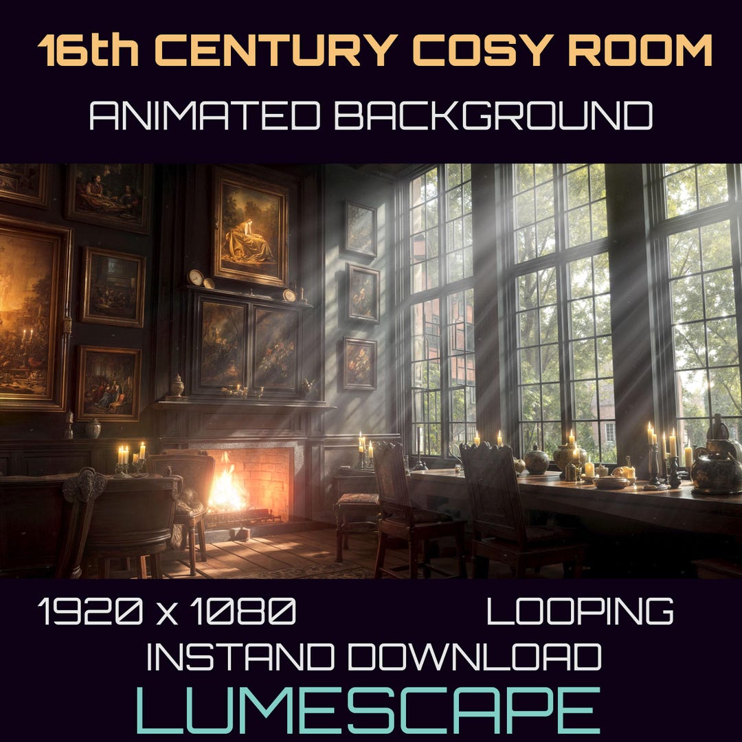 Sunny 16th Century Room Animated Background, Fire Candle Glow, Looping ...