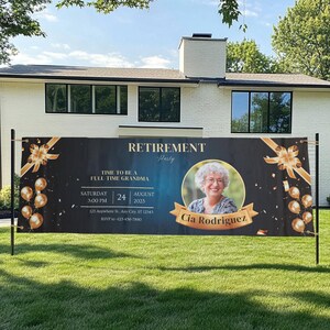 Personalized Retirement Banner: Custom Photo & Name, Durable Canvas - Etsy