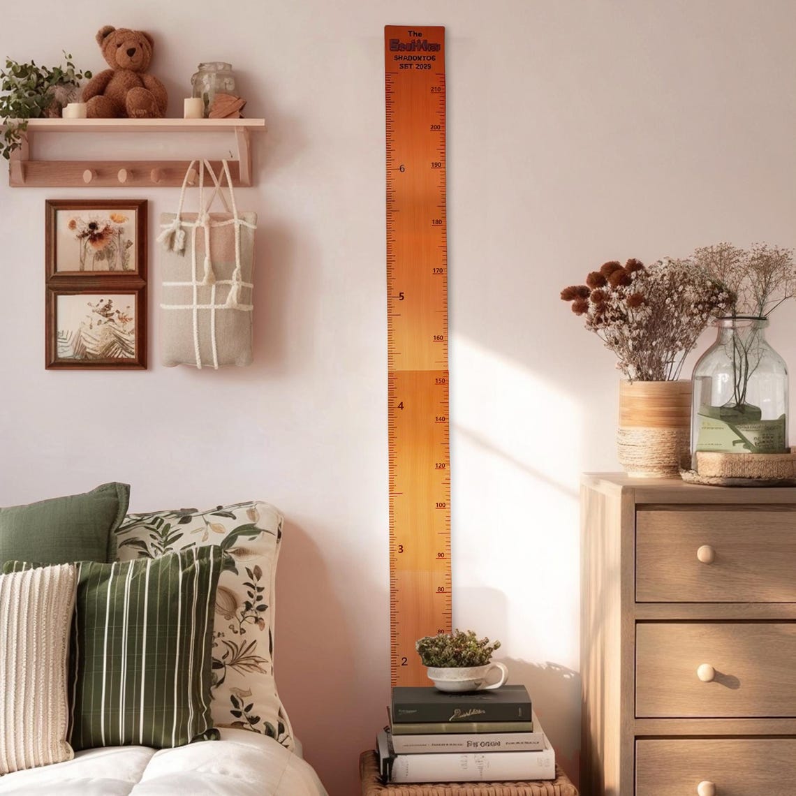 Personalized Wooden Growth Chart Ruler: Kids Height Tracker, Baby ...
