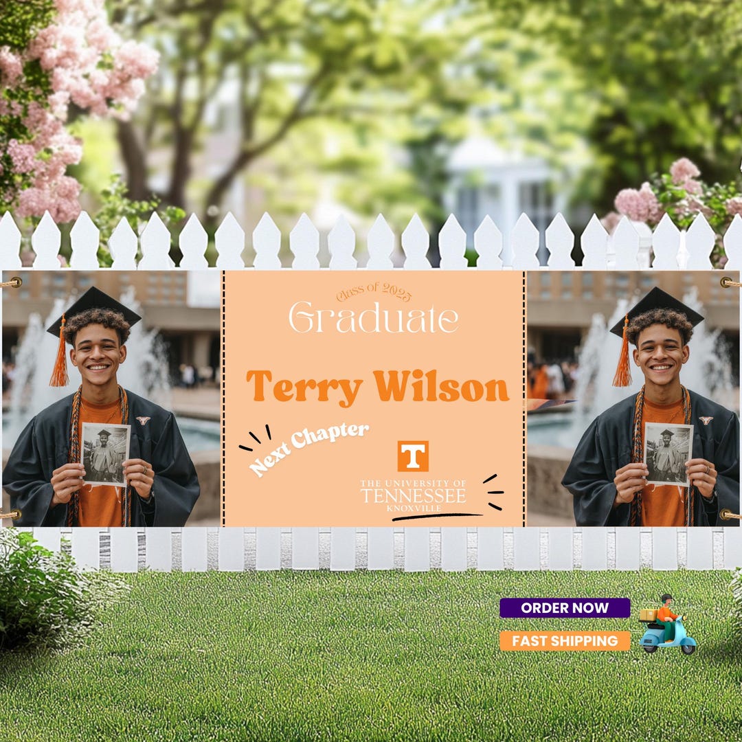 College Bound Banner W/ Two Photo, Name & School - 4 Sizes - Outdoor ...