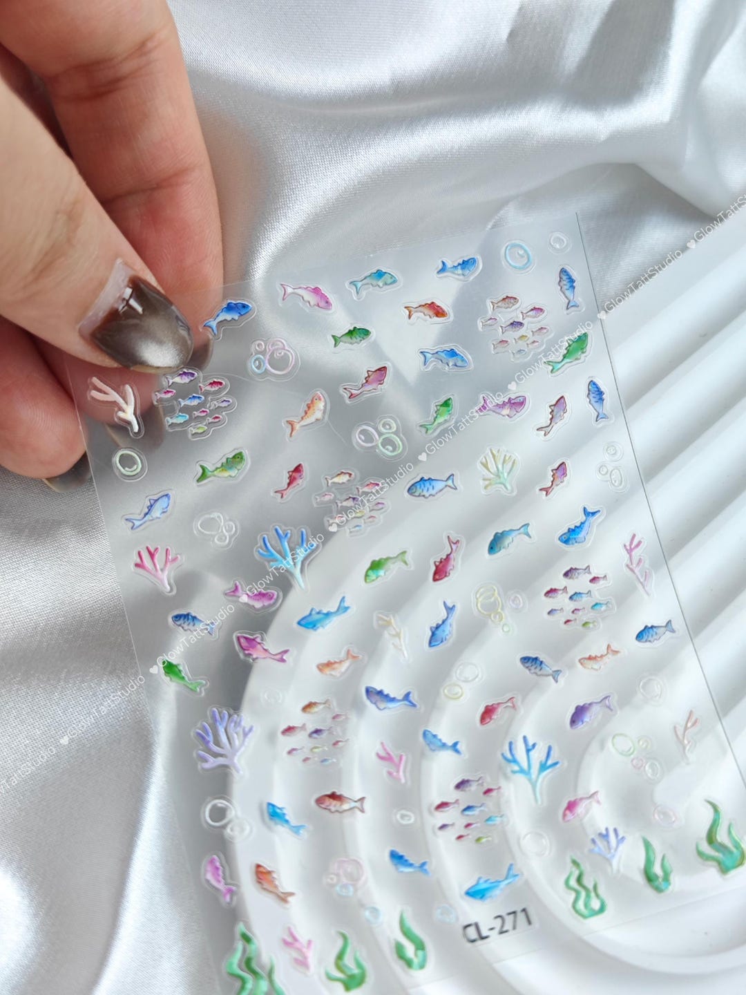 Cute Ocean Fish Nail Stickers, Tropical Nail Decals, 5D Japanese Style ...