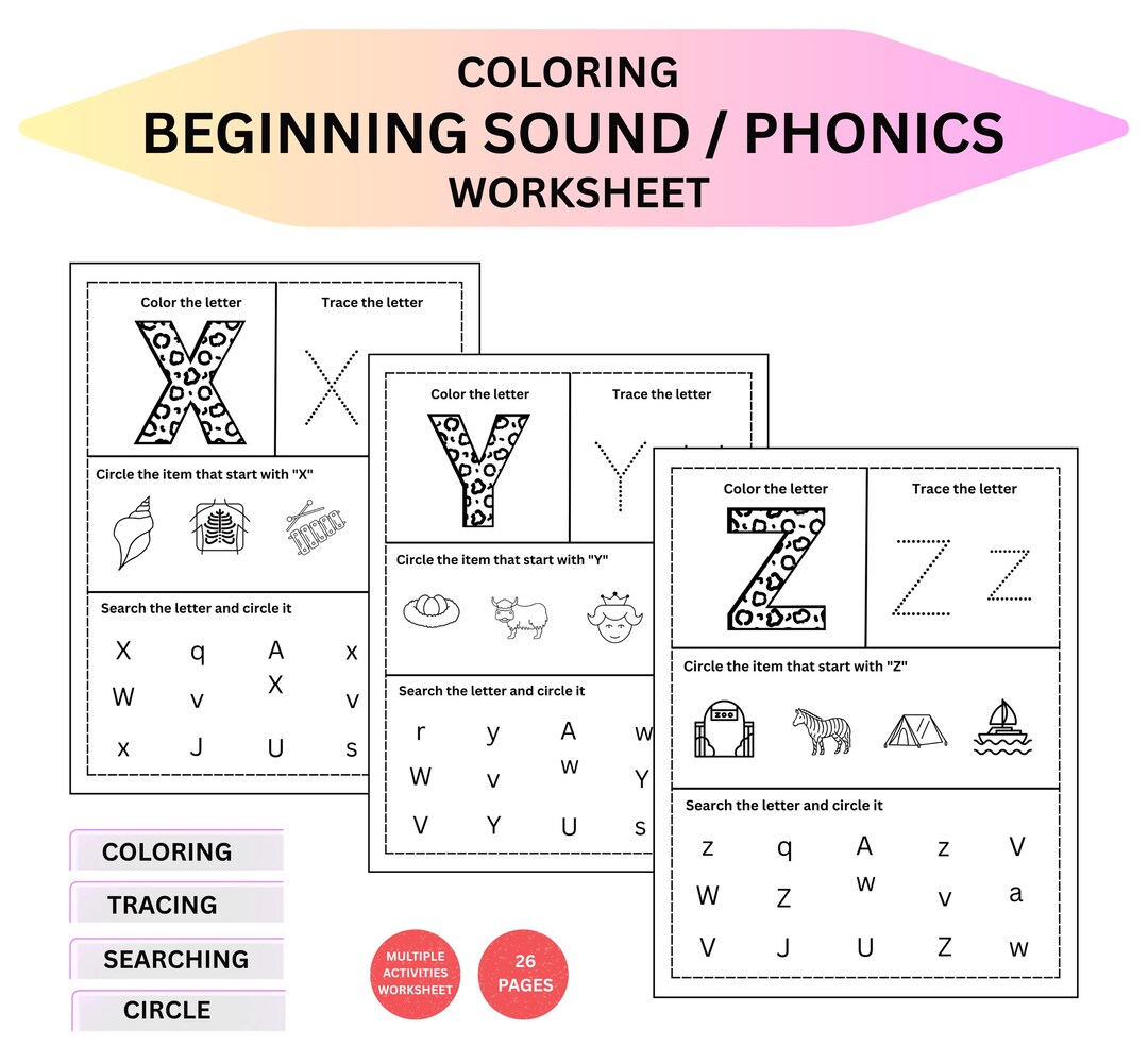 Beginning Sound Worksheet, Initial Sound Practice, Kindergarten ...
