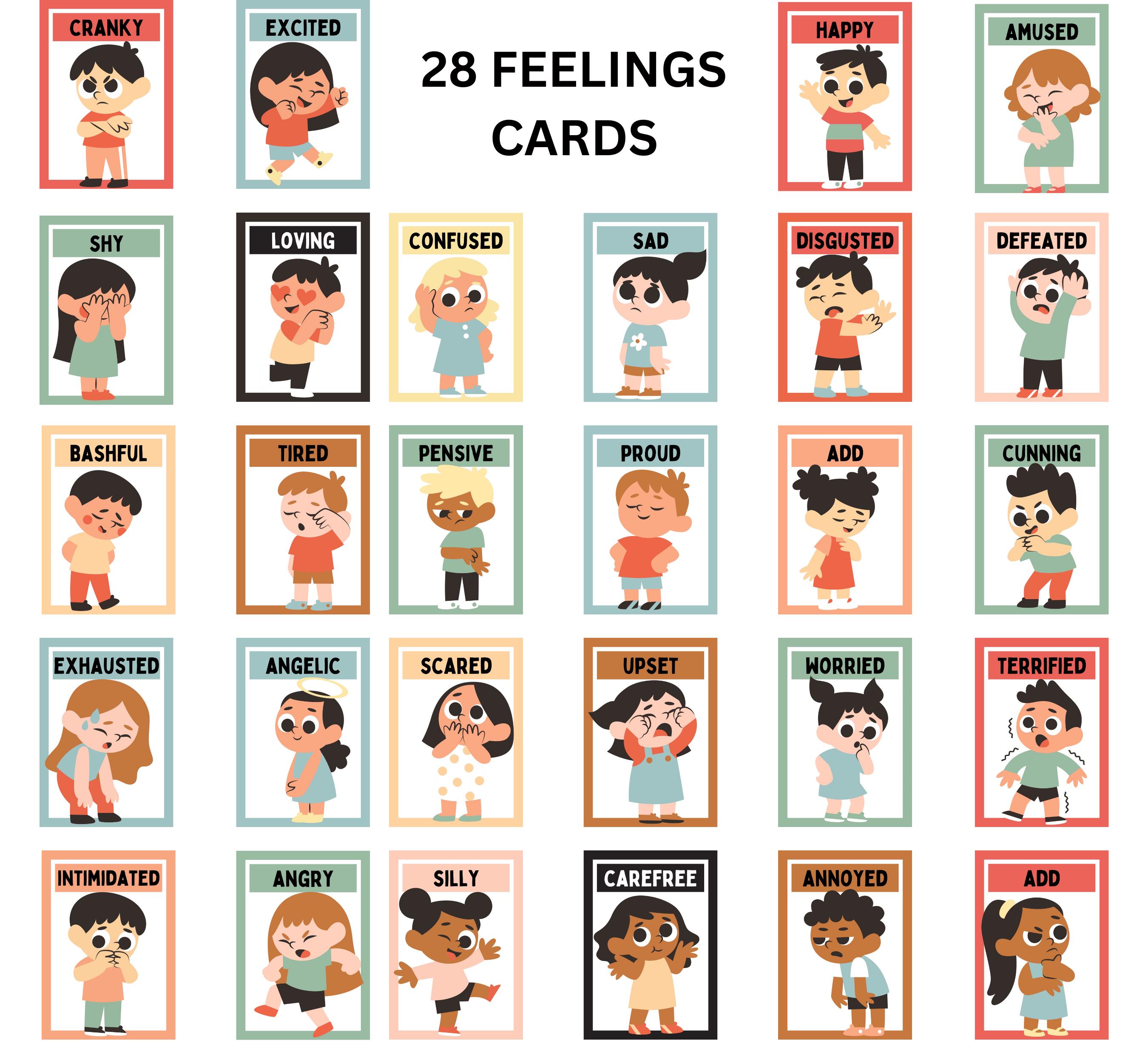 28 EMOTIONS Cards|printable Photo Emotion Flashcards for Kids|preschool ...