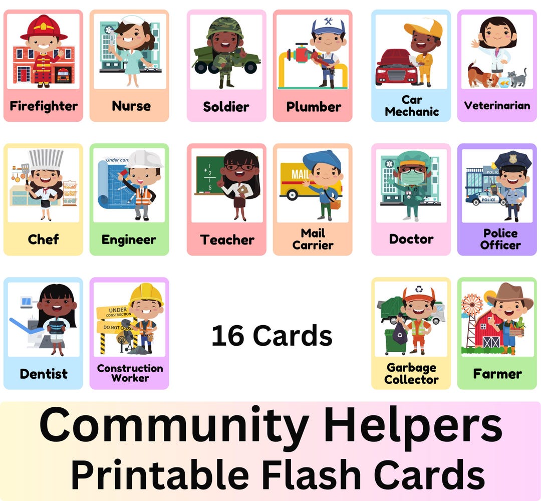 Community Helpers Flashcards | Jobs Professions Occupations Flashcards ...