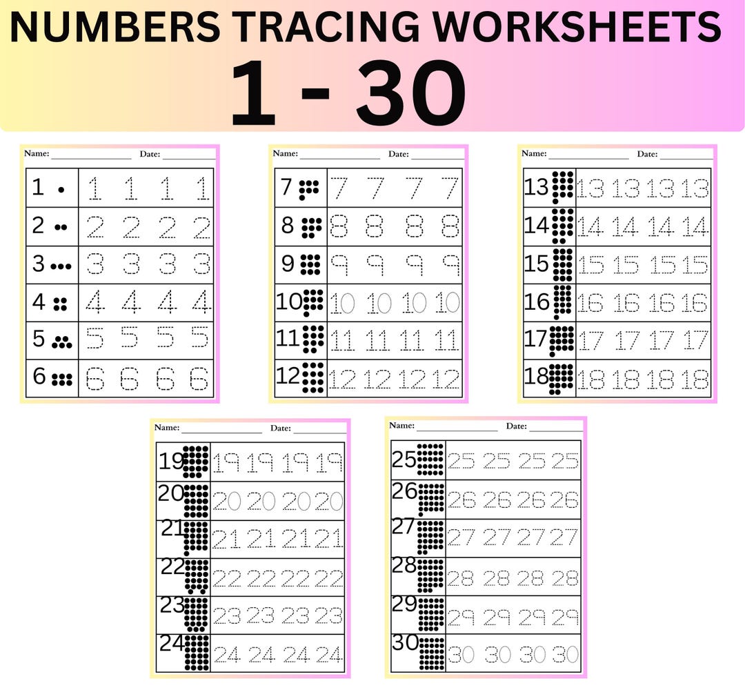 1-30 Numbers Tracing| Preschool & Kindergarten Numbers Tracing ...