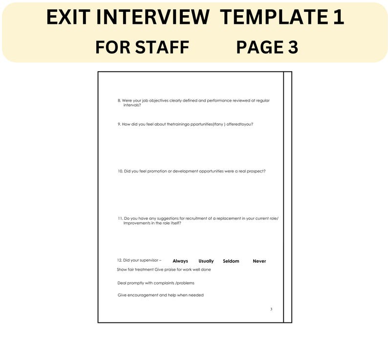 Exit Interview Form Template, Employee Offboarding ,exit Questionnaire ...