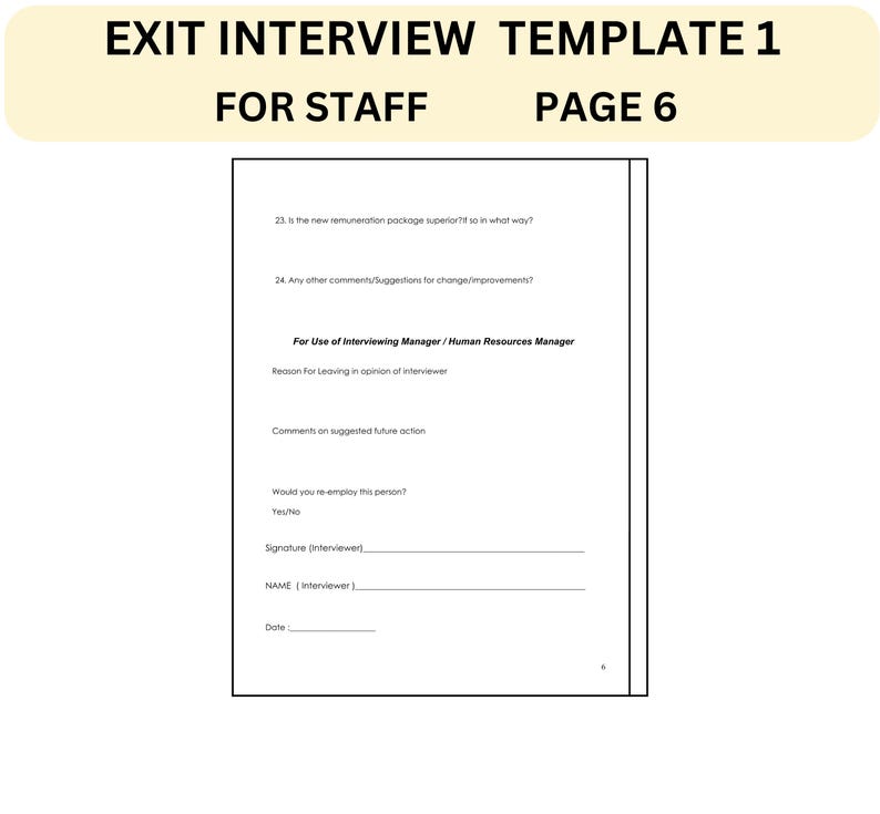 Exit Interview Form Template, Employee Offboarding ,exit Questionnaire ...